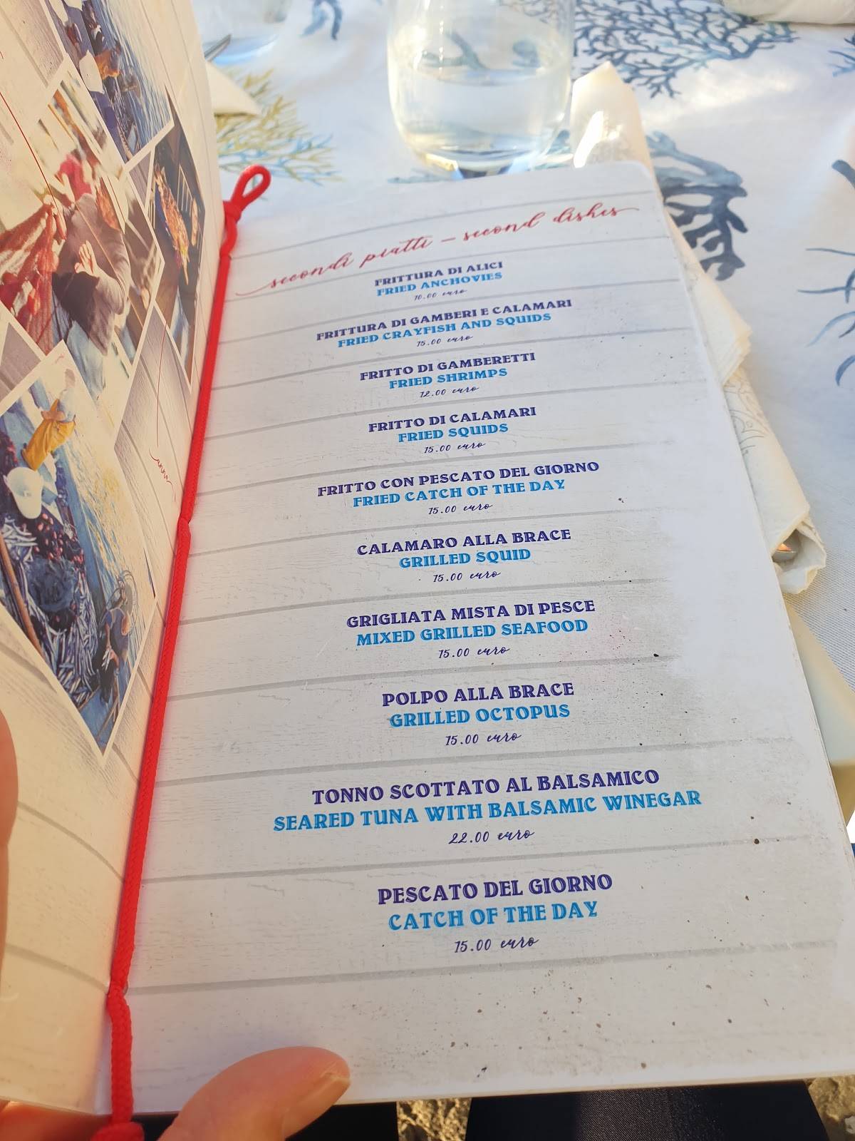 Menu at Porta Marina Seafood restaurant, Sorrento, Via Marina Grande