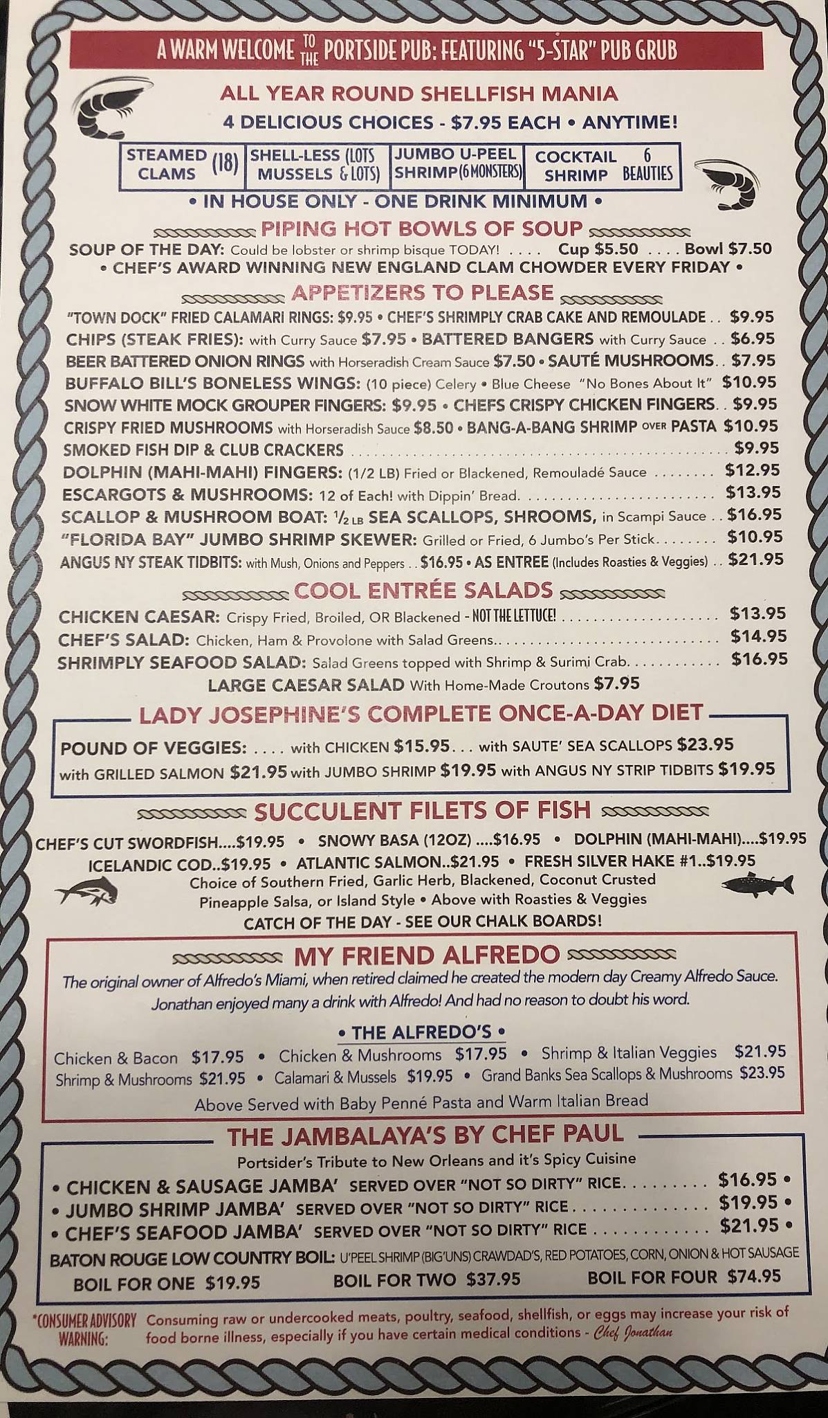 Menu at Portside Pub & Grille, Sebastian