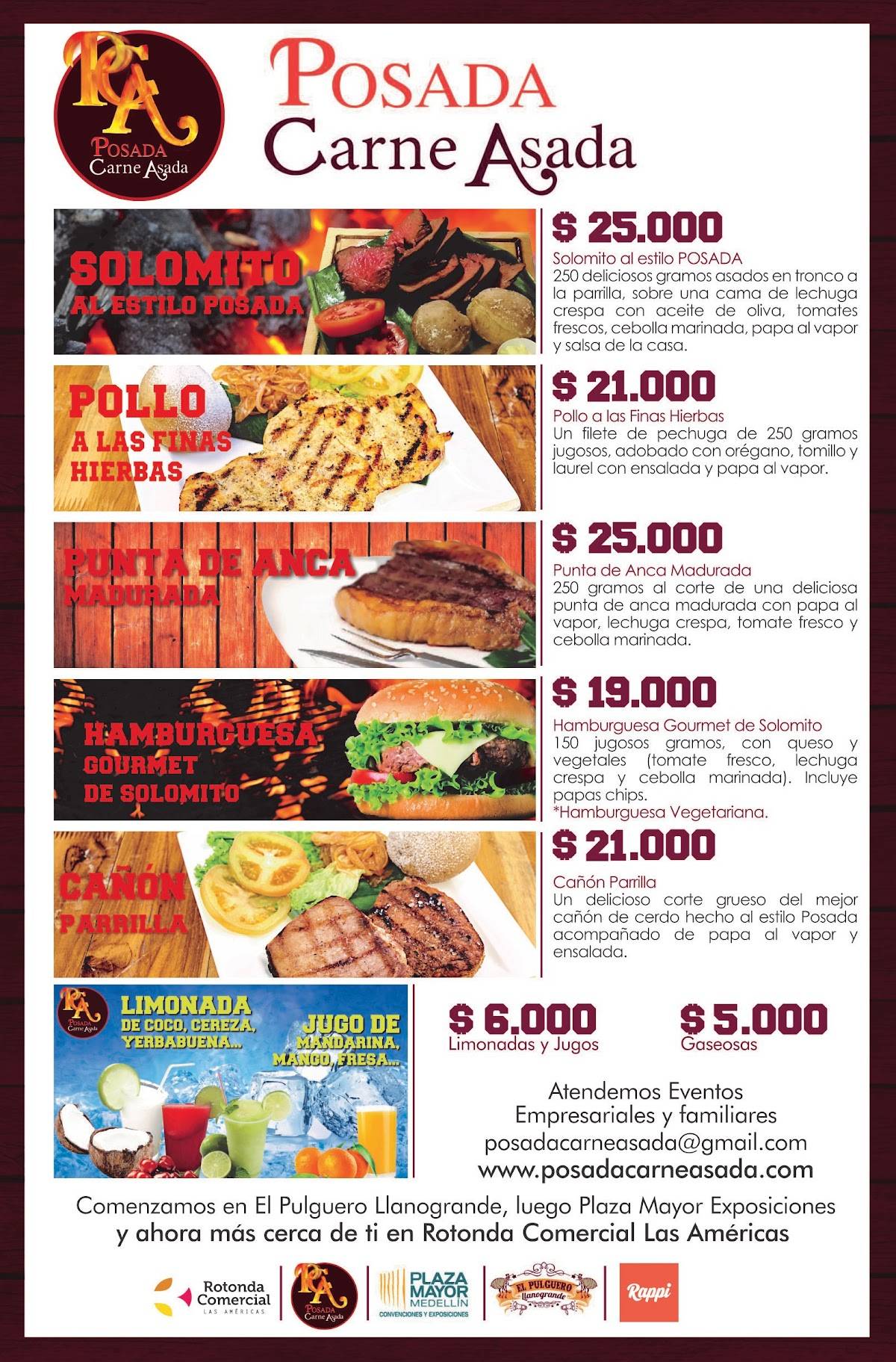 Menu at Posada Carne Asada, (Rotonda Comercial Las Américas) restaurant ...