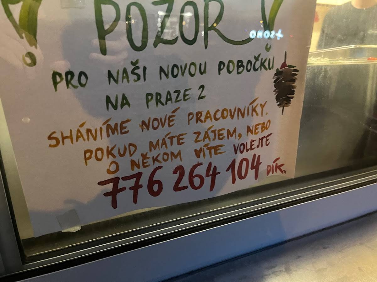 Menu at Gemüse Corner Kebab restaurant, Prague, Podolské nábř.