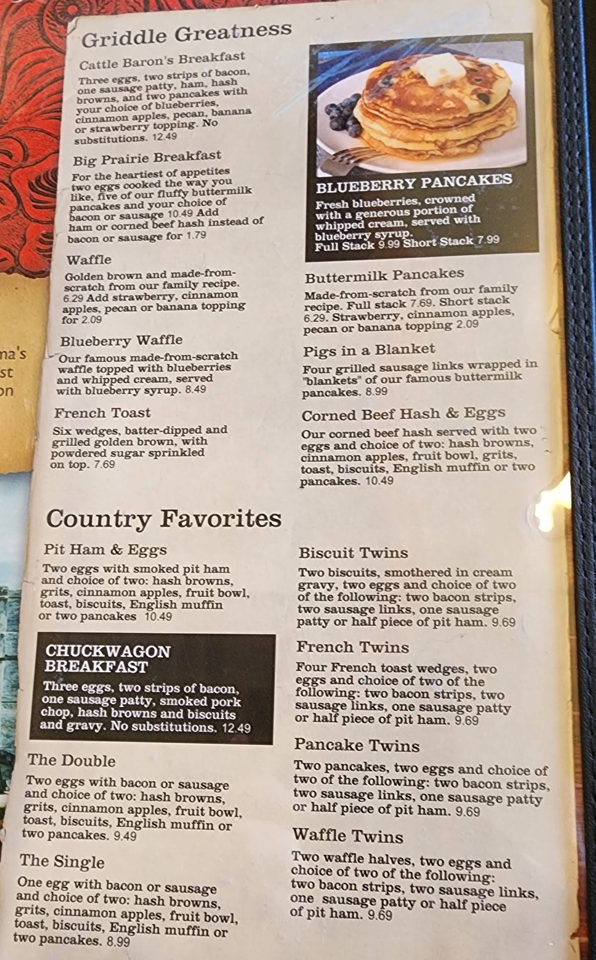 Menu at Prairie Kitchen restaurant, Ada