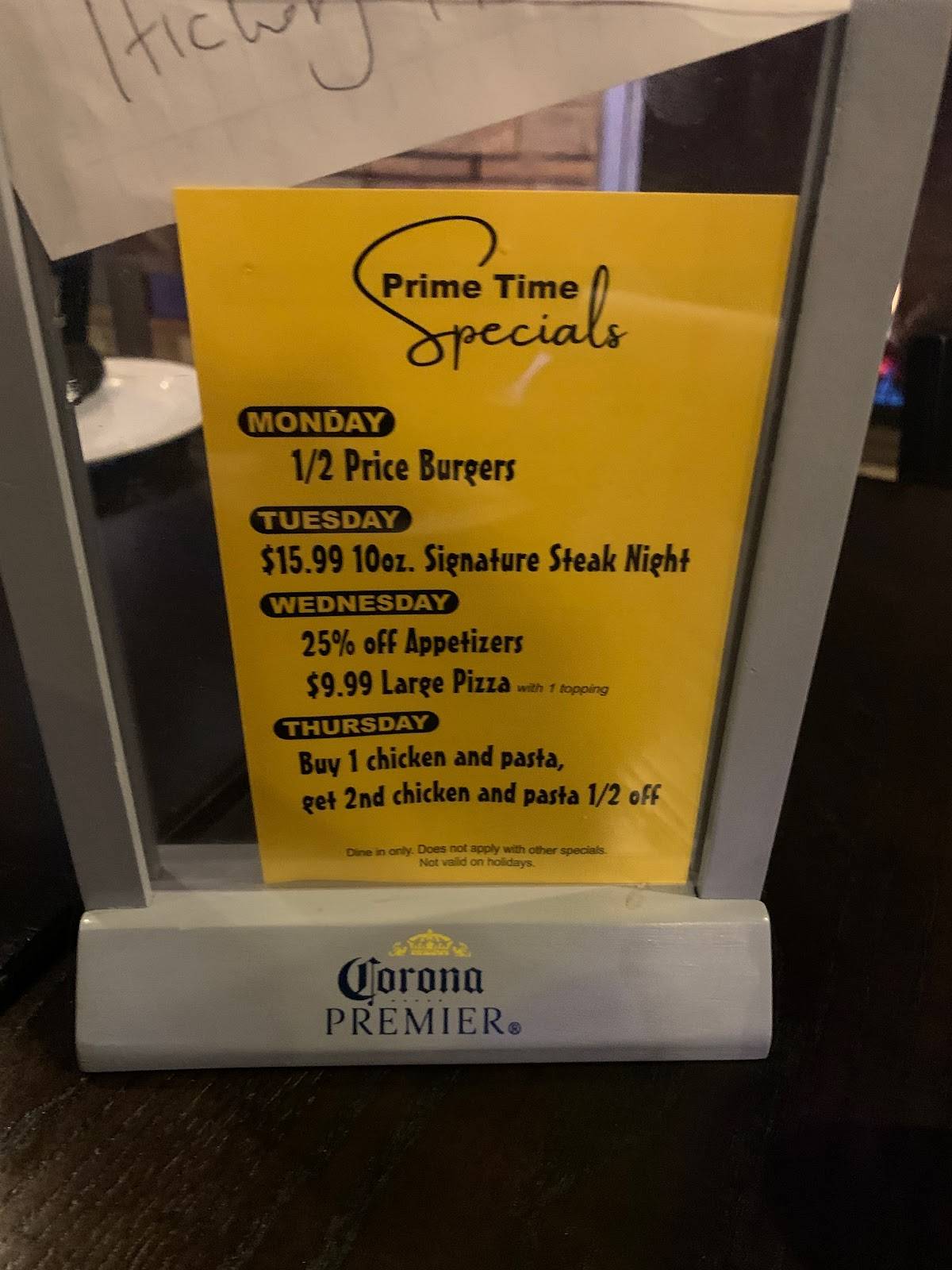 Menu at Prime Time Restaurant, Hickory Hills