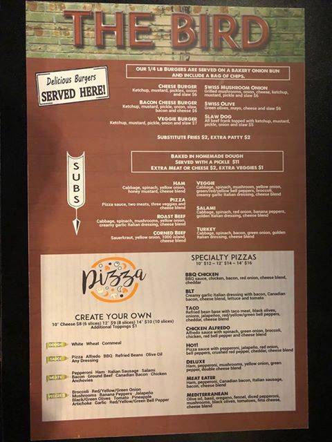 Menu at Bird Bar & Grill, Mount Pleasant