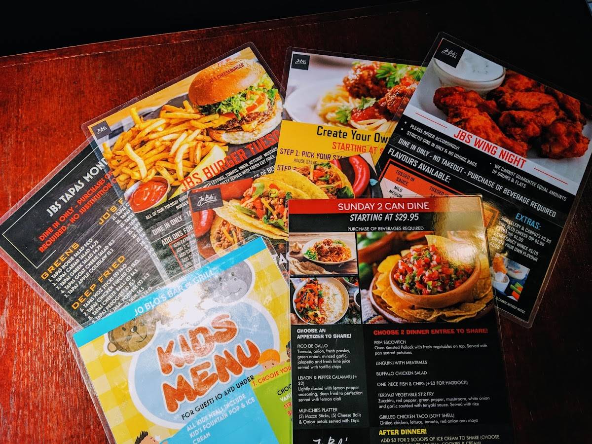 Menu at Jo Blo's Bar & Grill, St. Catharines