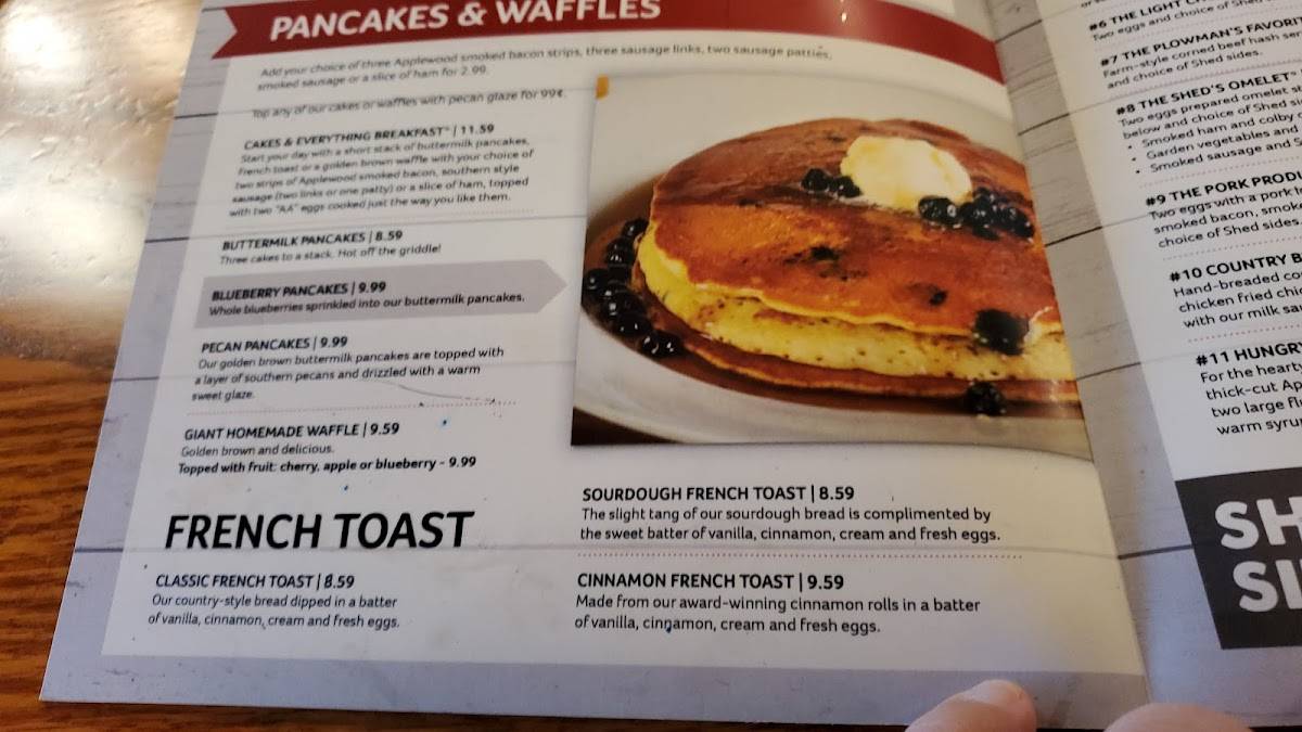 Menu at Machine Shed Restaurant, Rockford