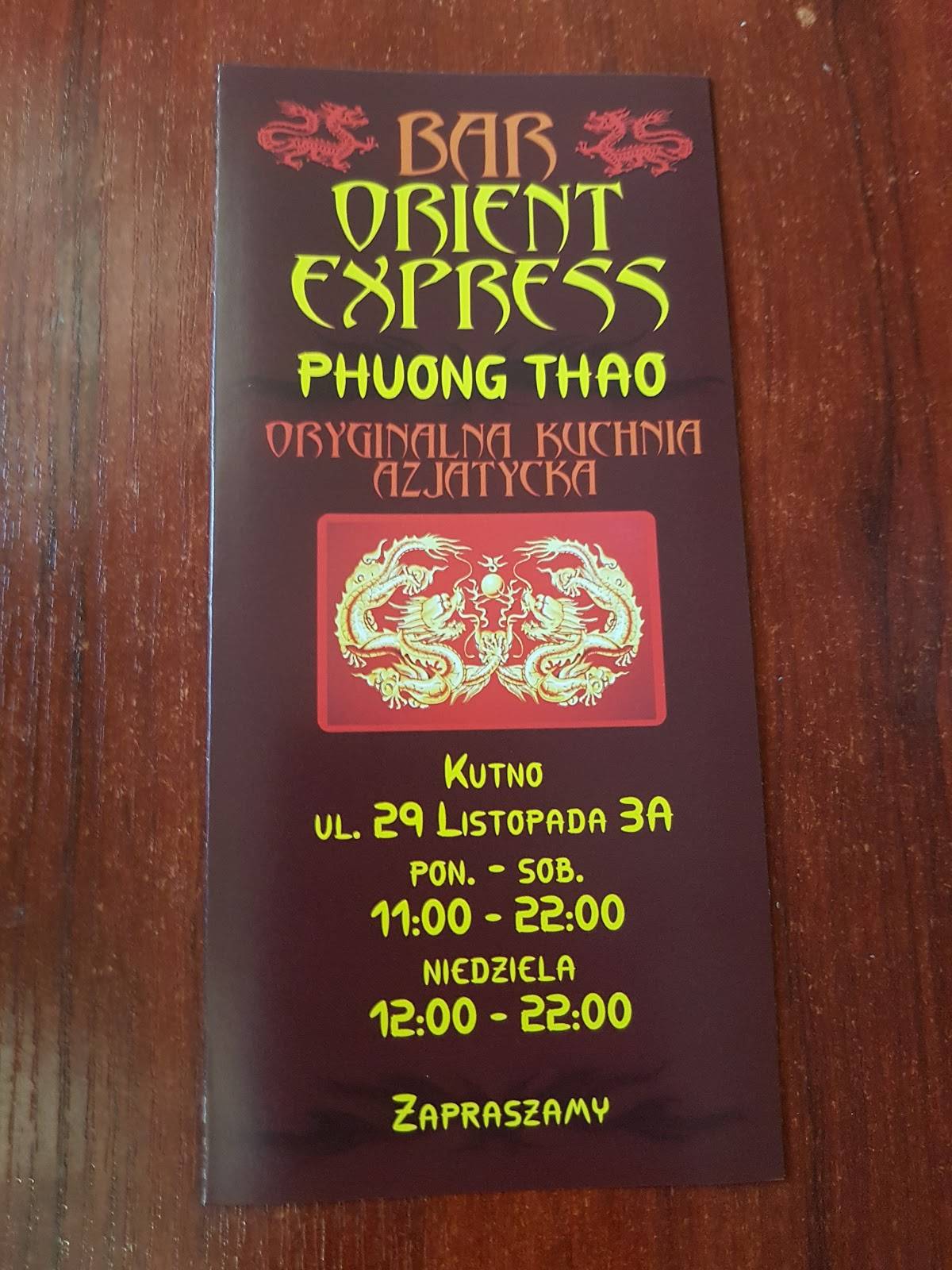 Menu at Orient Express Phoung Thao pub & bar, Kutno