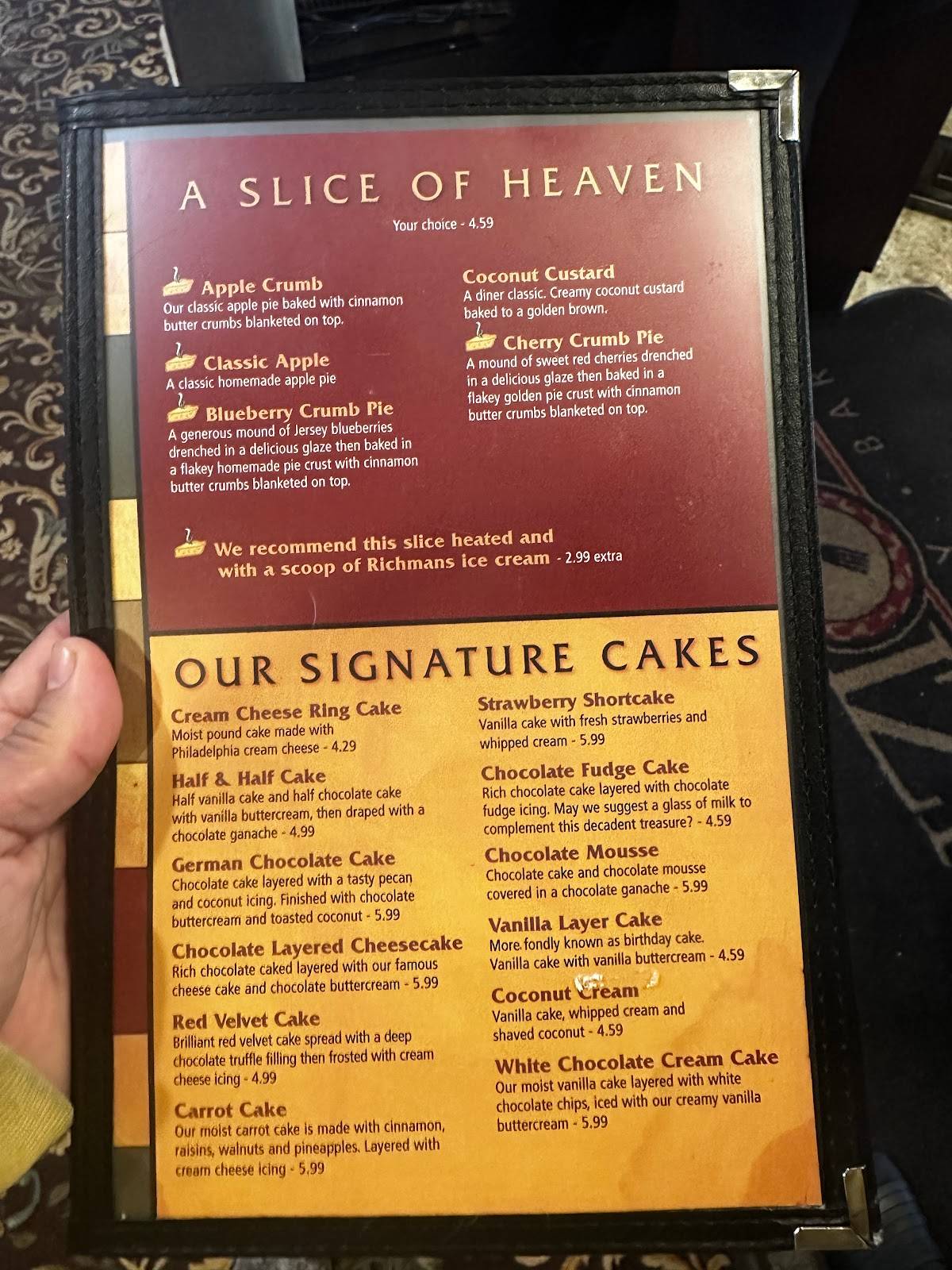 Menu at Ponzio's Diner-Bakery-Bar, Cherry Hill