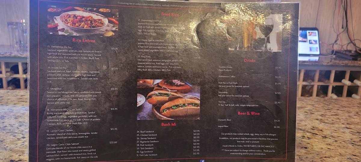 Menu at SAIGON CITY BAR & GRILL, Michigan City