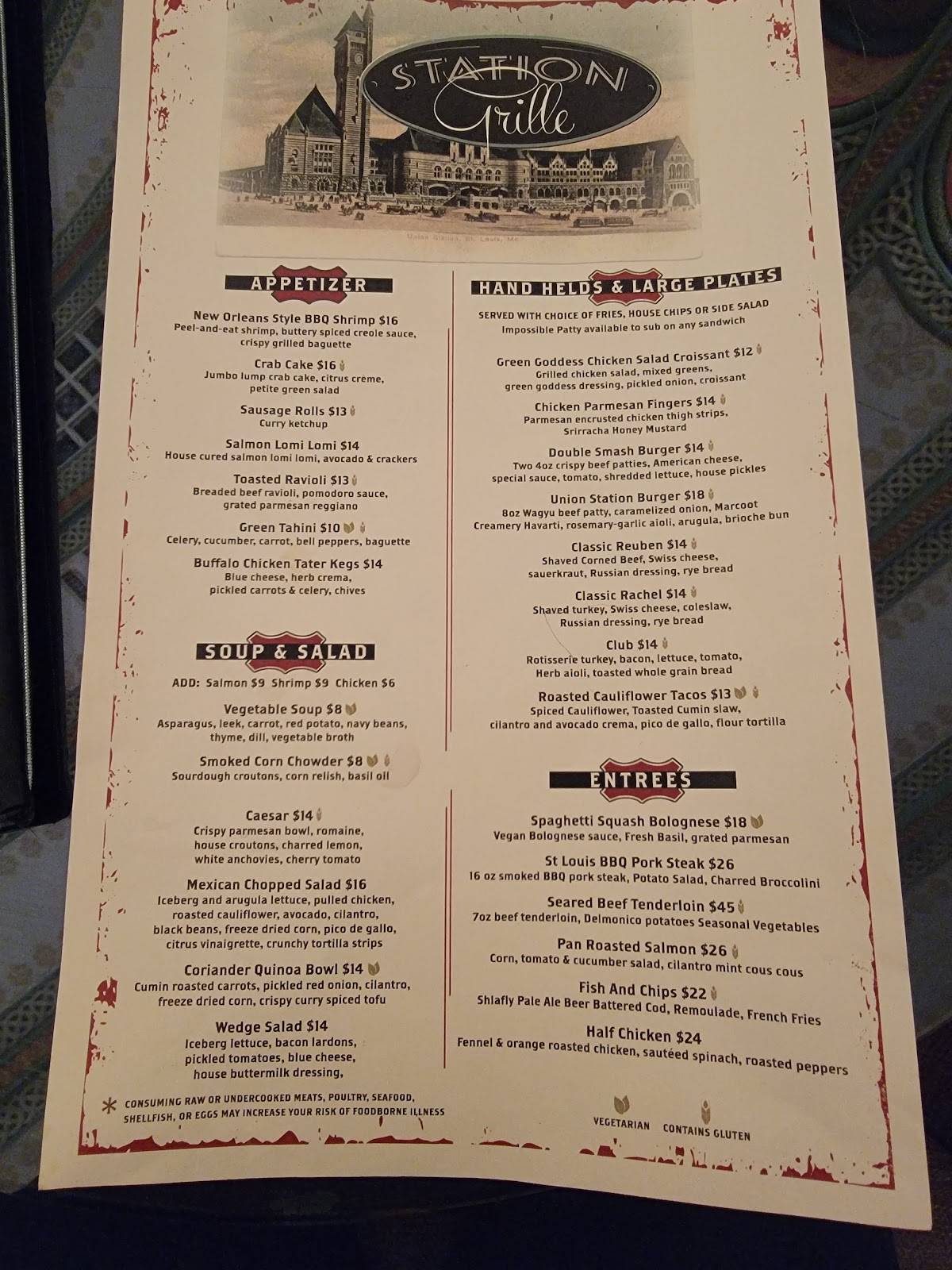Menu at Station Grille pub & bar, St. Louis, Market St