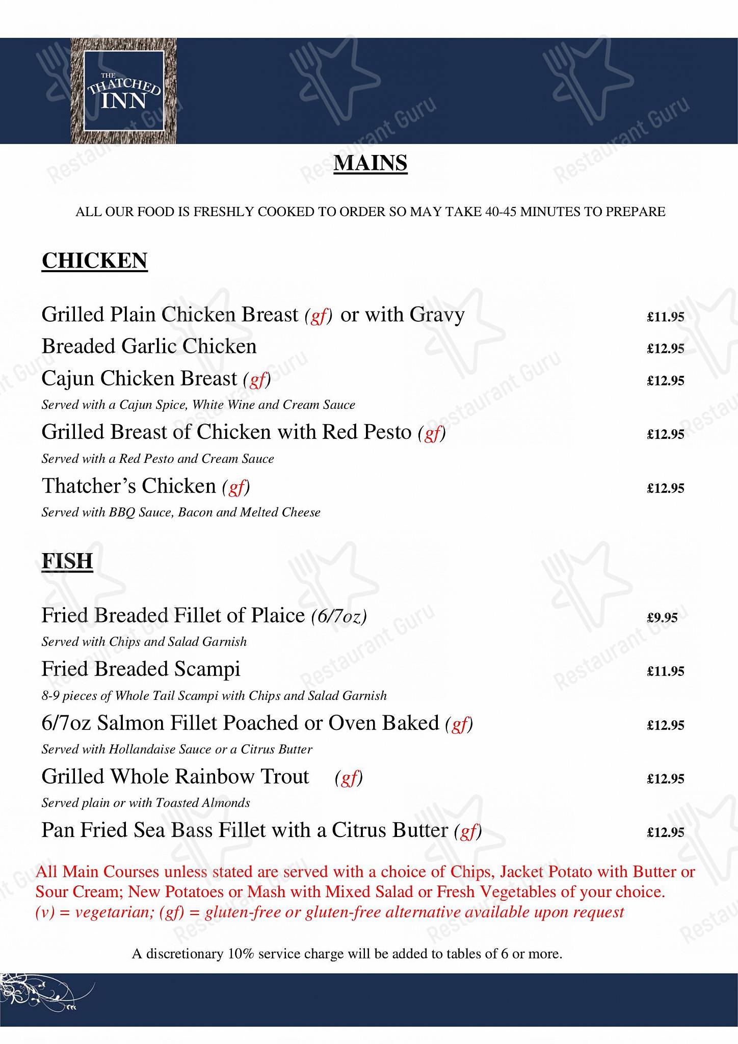 Menu at The Thatched Inn pub & bar, Hassocks