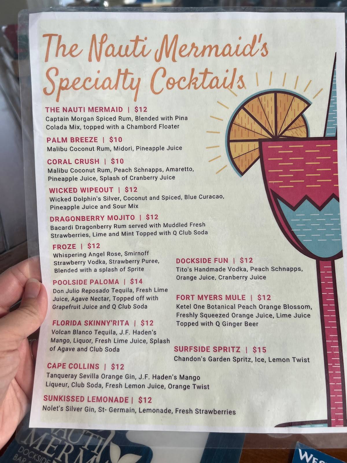 Menu at The Nauti Mermaid Dockside Bar & Grill, Cape Coral