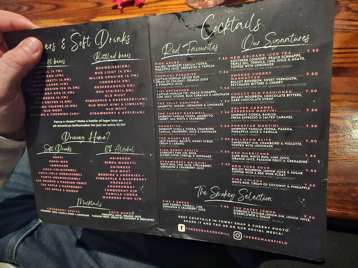 Menu at The Red Bar & Grill, Mansfield