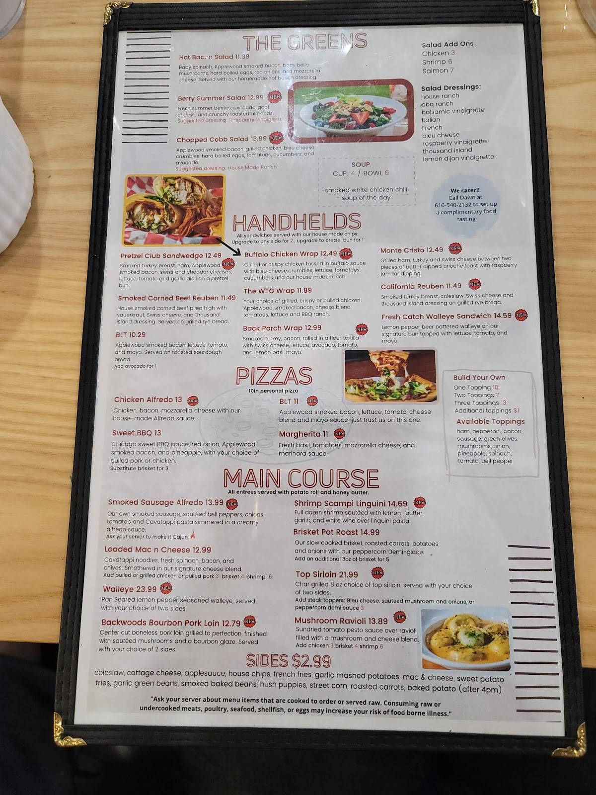 Menu at Water Tower Grille and Smokehouse pub & bar, Belding