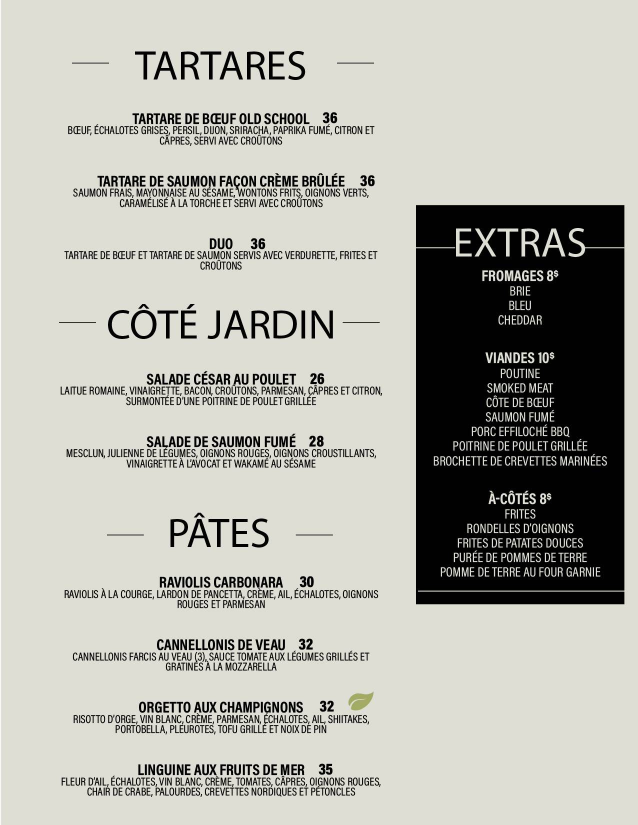 Menu au Cecile et Ramone restaurant, Québec, Pierre-Bertrand Blvd