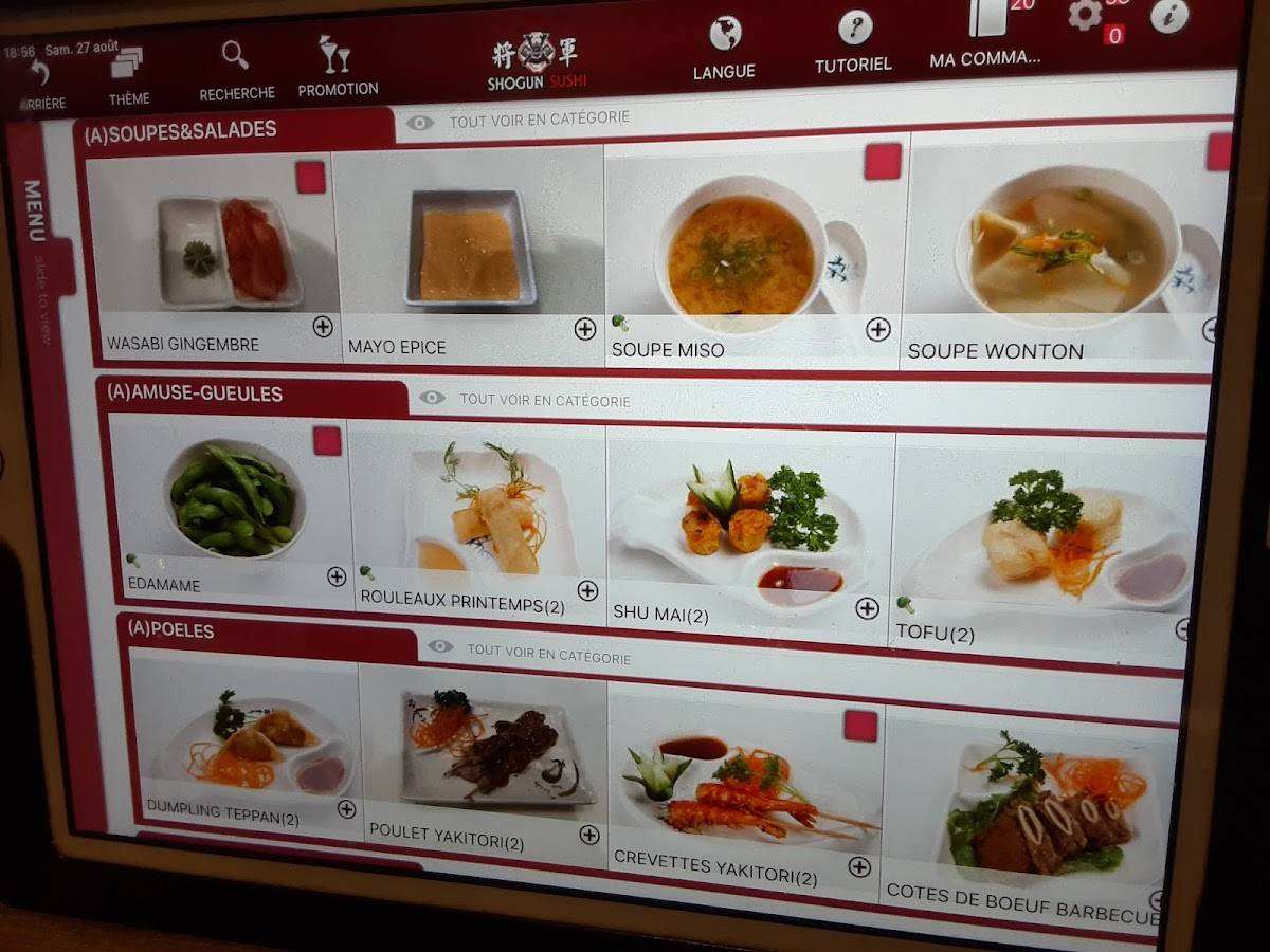 Menu au Shogun Sushi restaurant, Québec, Bd Laurier