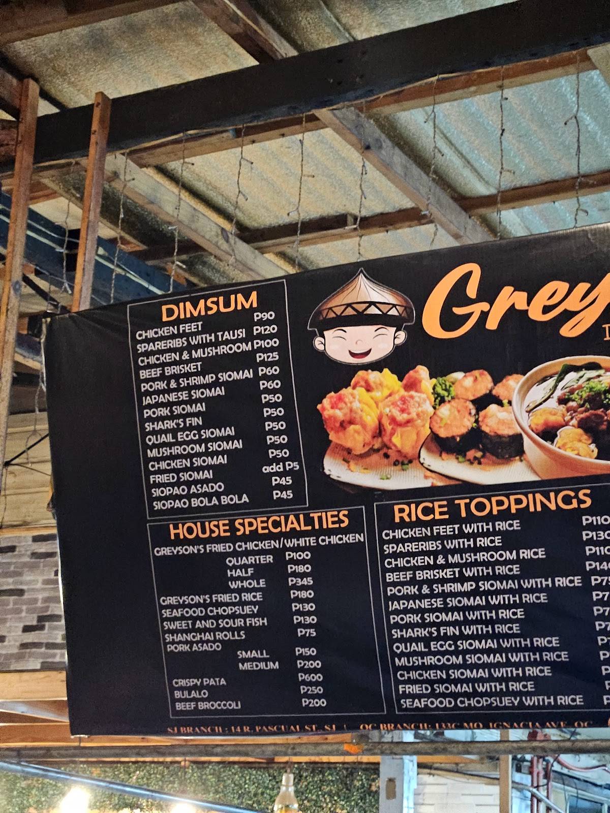 Menu at Greyson's Dimsum and Noodles - SAN JUAN BRANCH restaurant, San Juan