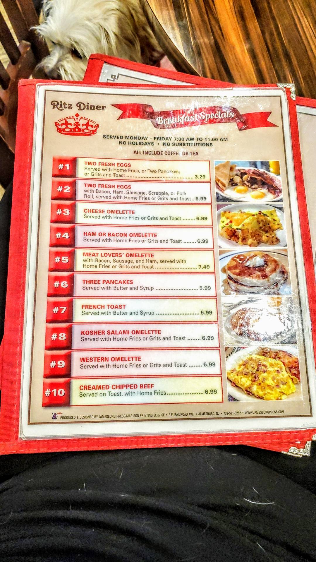 Menu at RITZ Diner restaurant, Philadelphia