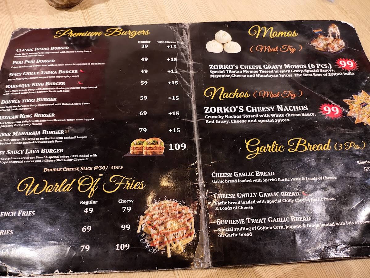 Menu at ZORKO, Brand Of Food Lovers, Rajkot