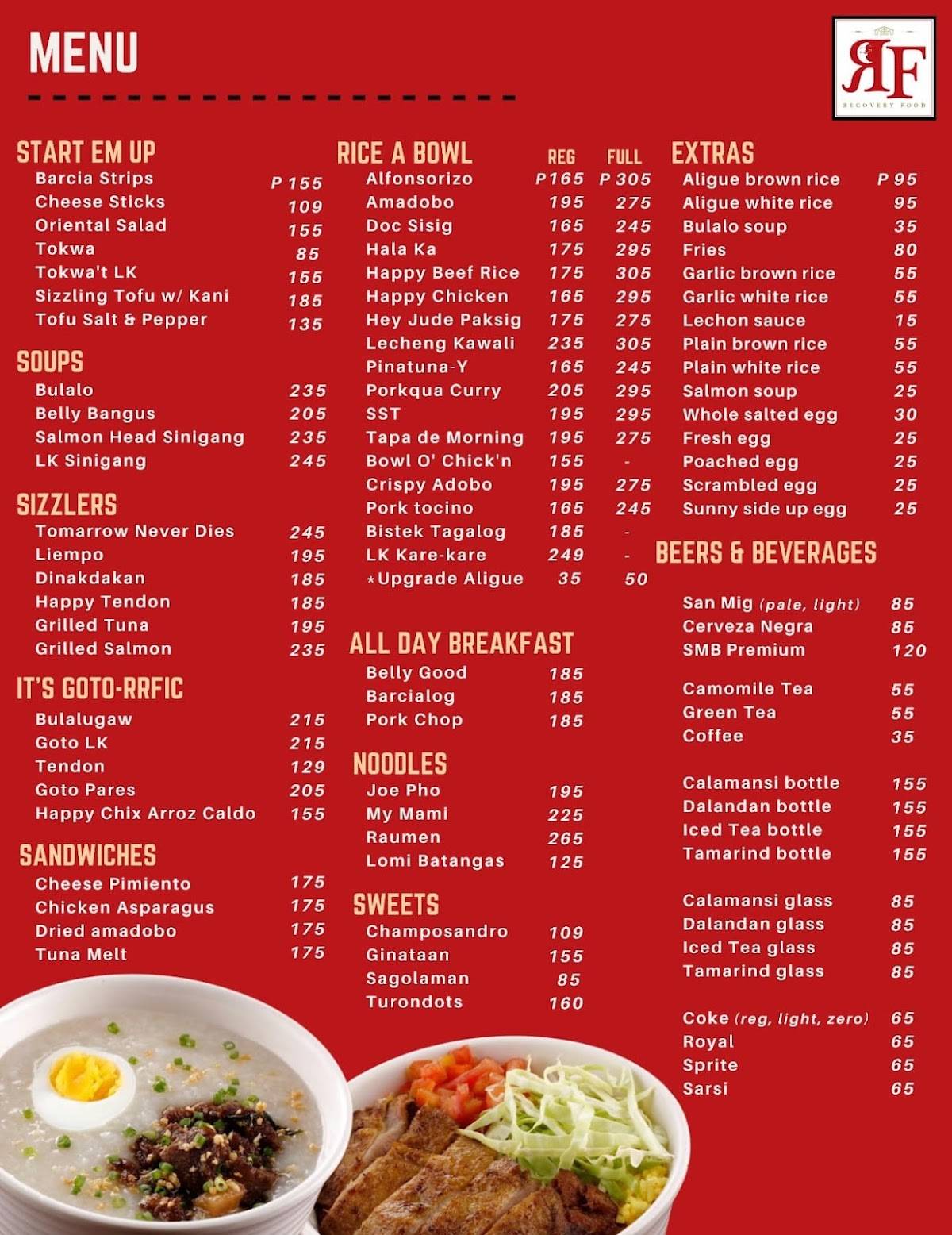 Carta del restaurante Recovery Food (24hrs), Ciudad Quezon