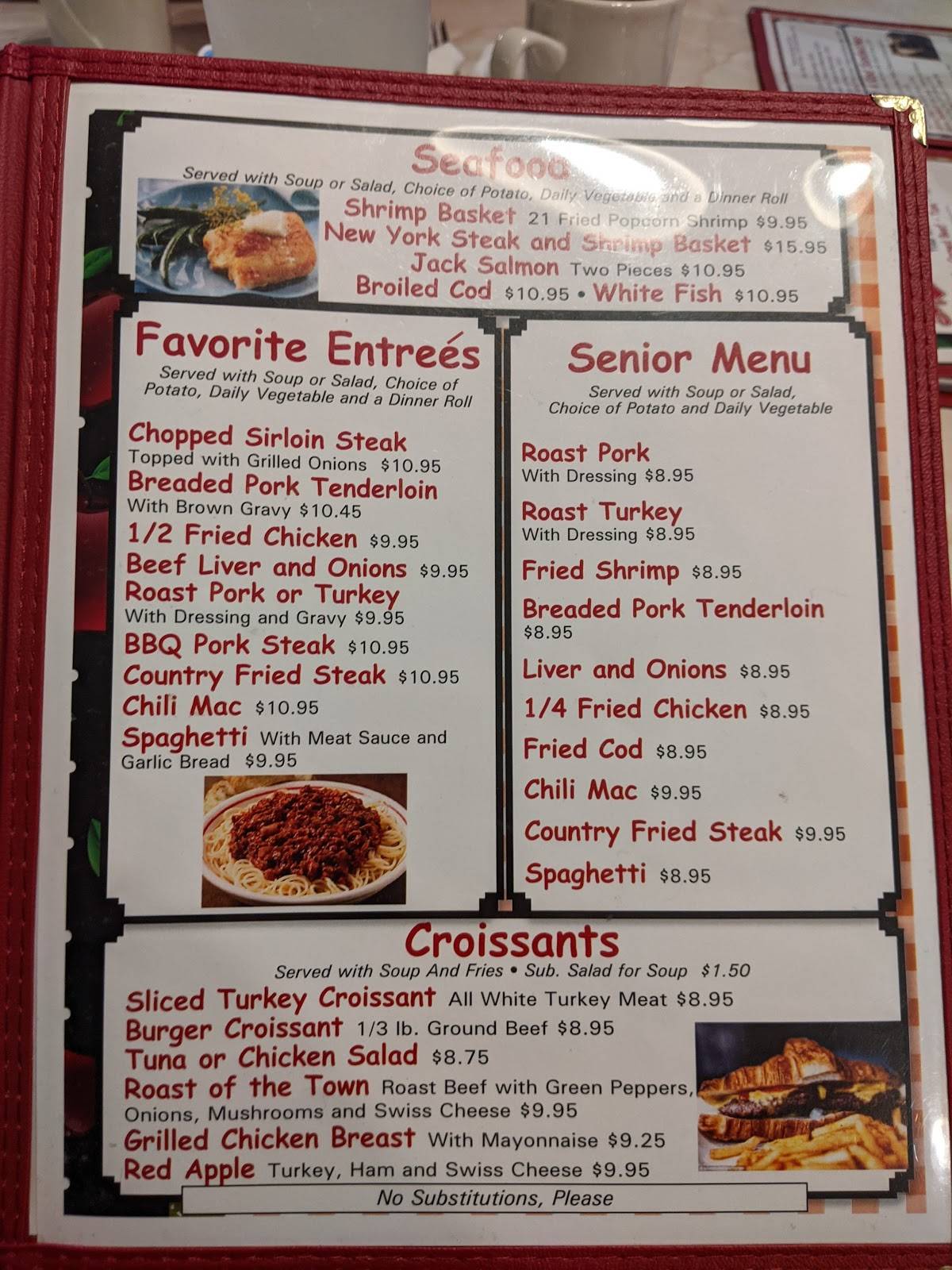 Menu at Red Apple Family Restaurant, Maryville