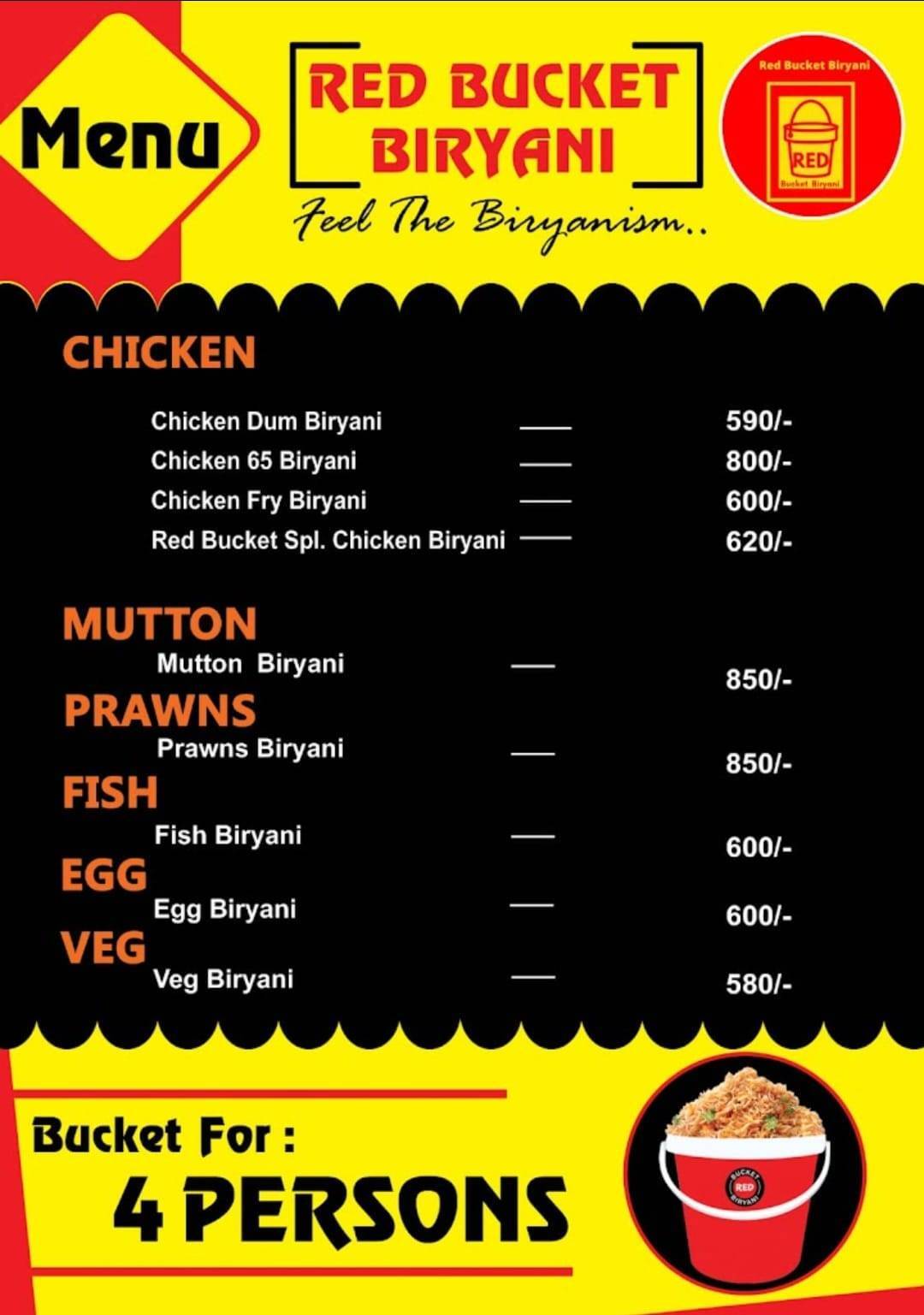 Menu at Red Bucket Biryani Nakrekal, Nakrekal