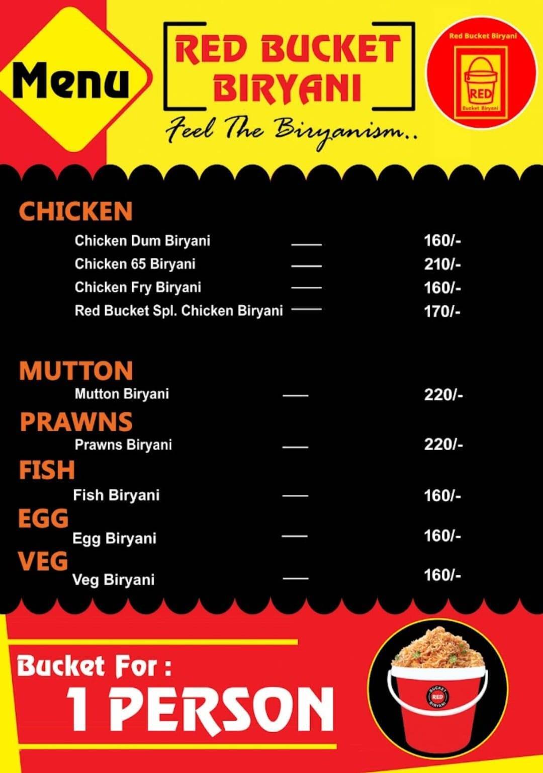 Menu at Red Bucket Biryani Nakrekal, Nakrekal