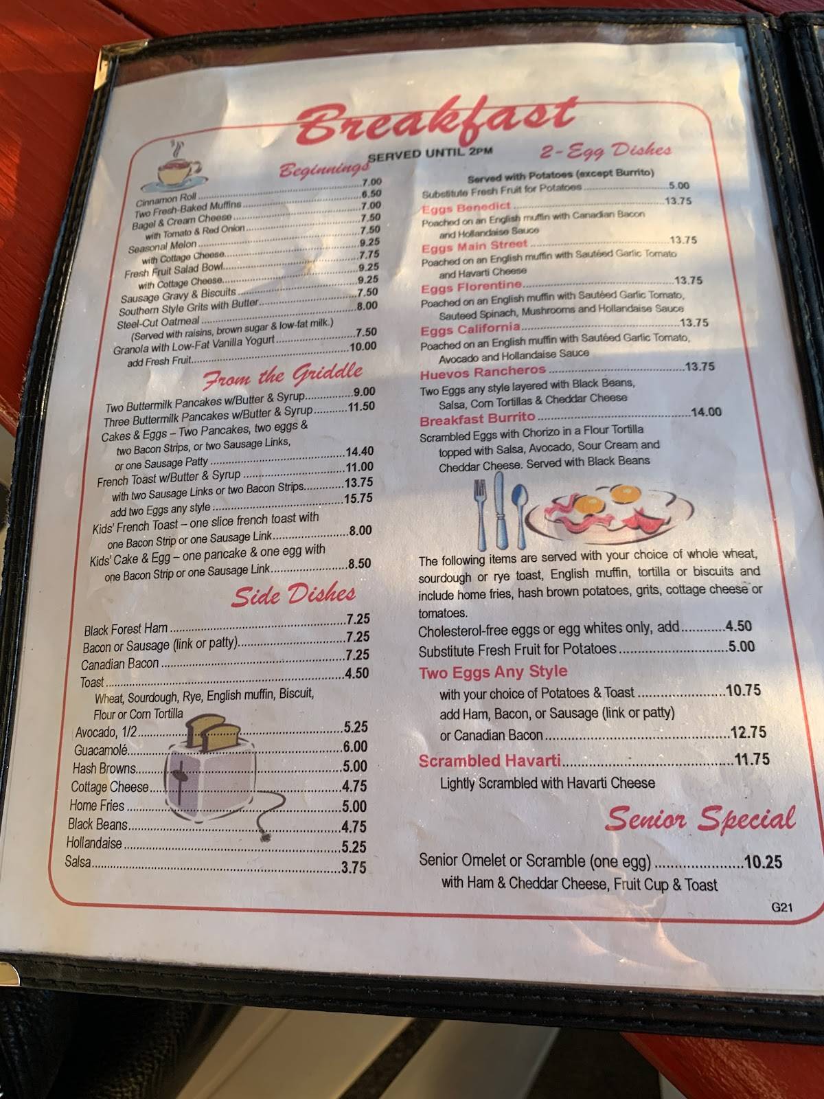 Menu at Redwood Cafe, Cambria