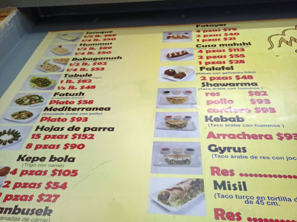 Carta del restaurante Al Malek, Guadalajara, Av. Adolfo López Mateos ...