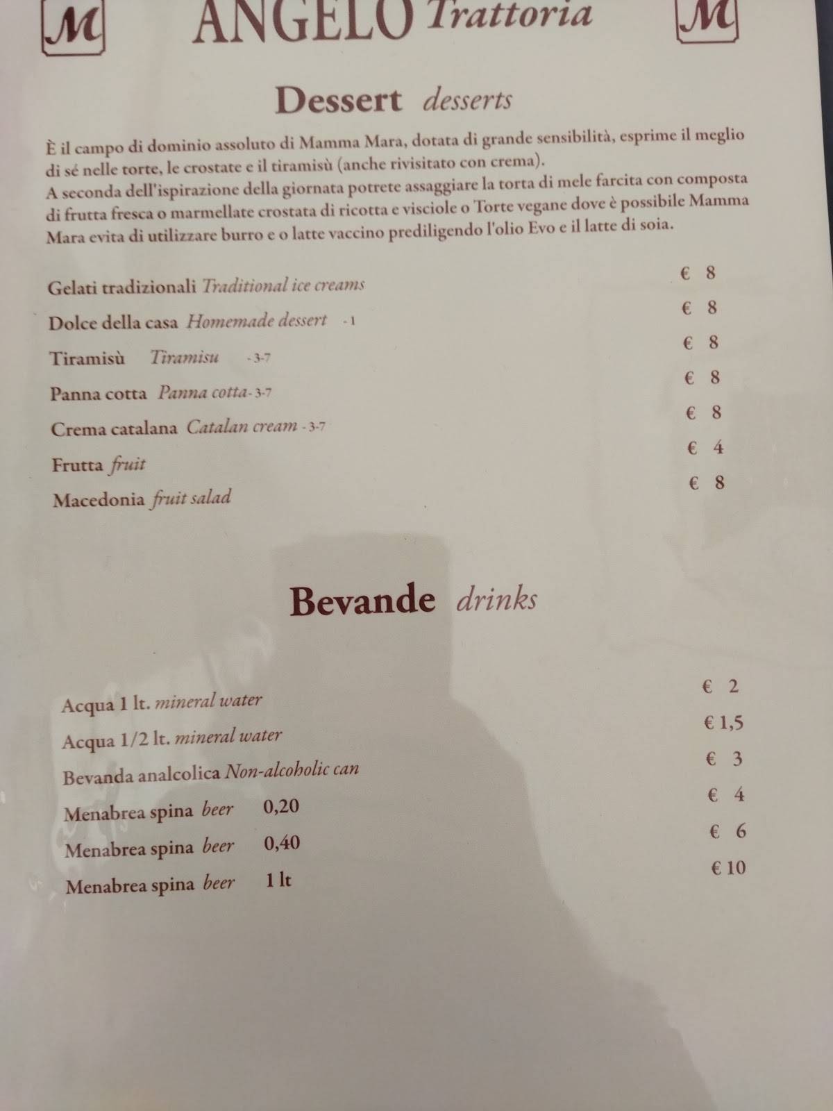 Menu da Angelo Ristorante Trattoria, Roma