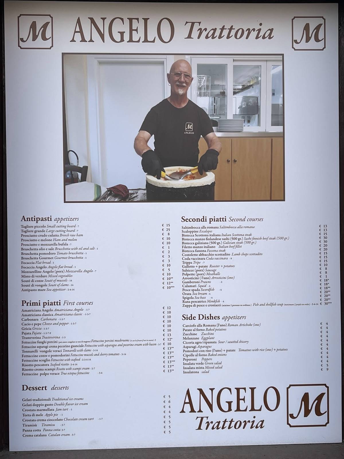 Menu da Angelo Ristorante Trattoria, Roma