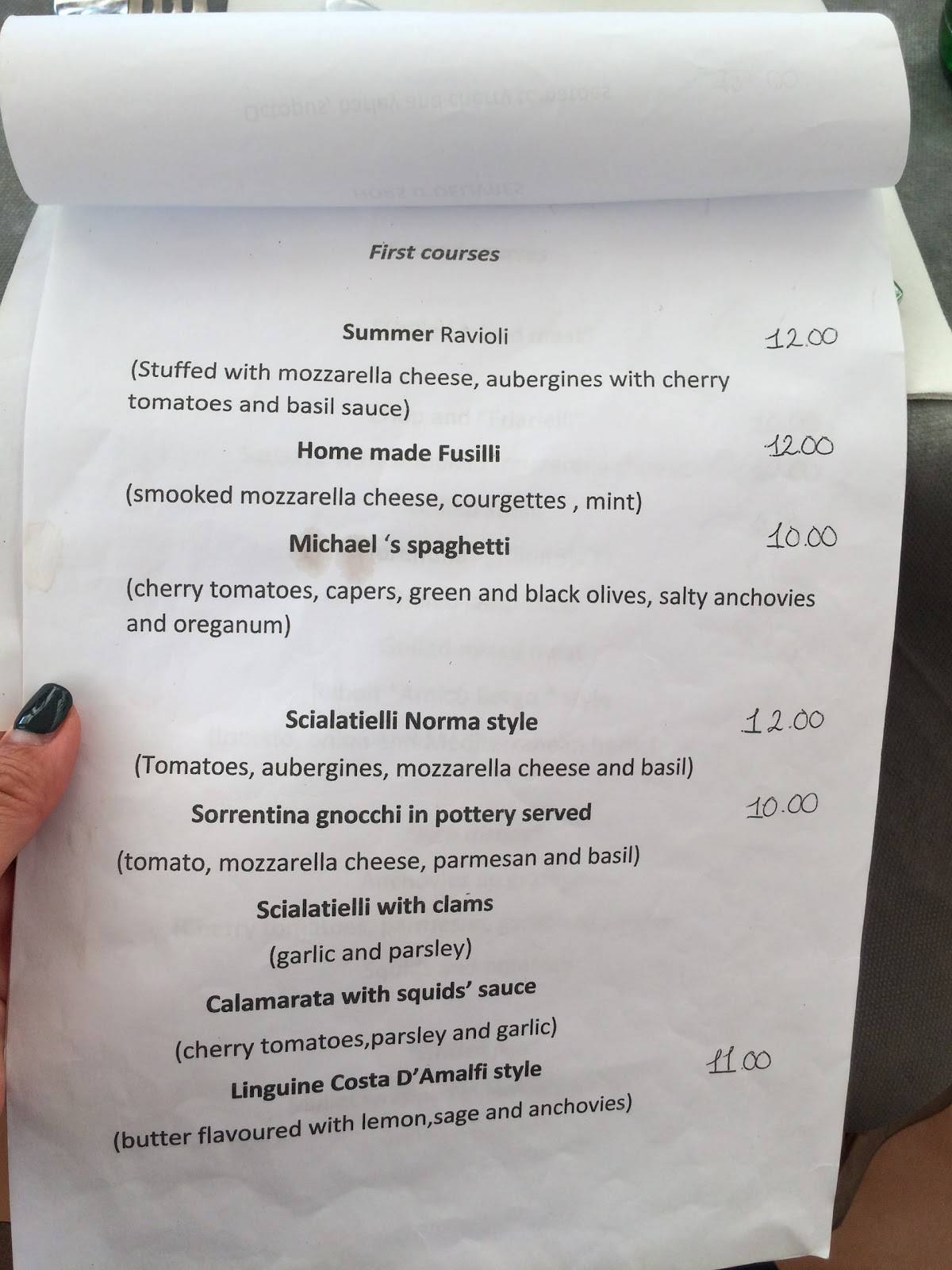 Menu at Antico Borgo restaurant, Pontone