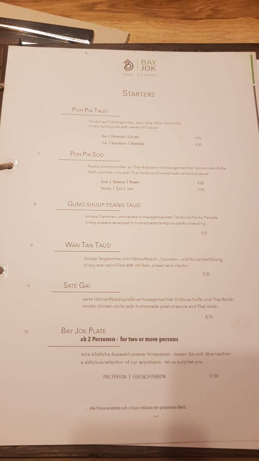 Menu at BAY JOK • thai cuisine restaurant, Heidelberg