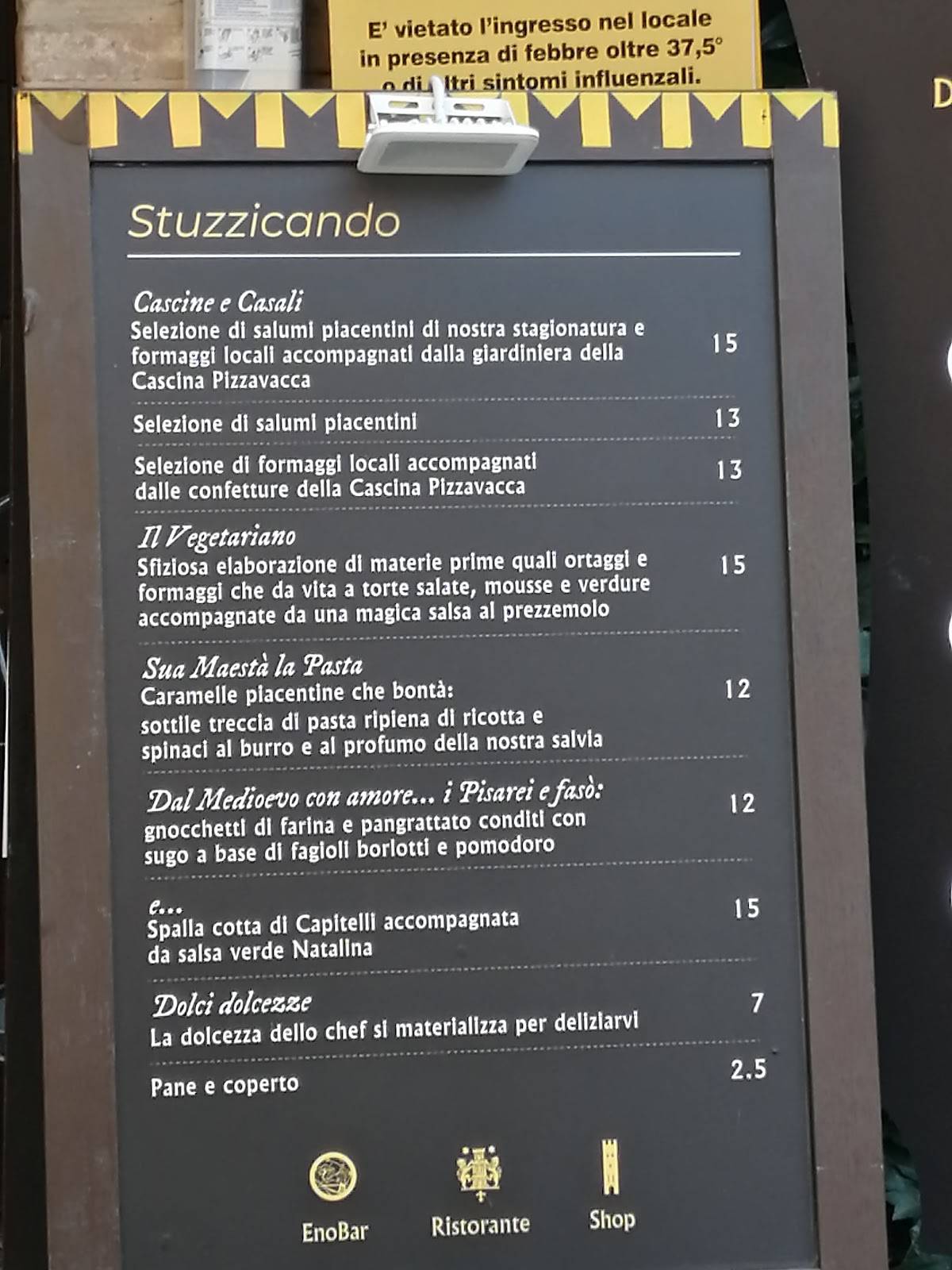 Menu da Bar Ristorante La Rocca - Castell'Arquato (pc), Castell'Arquato