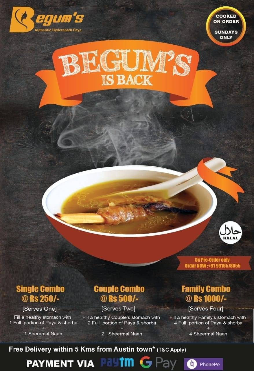 Menu at Begum's Authentic Hyderabadi Kitchen [Freshly cooked on Order ...