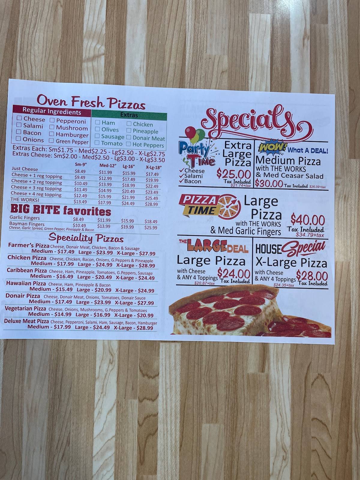 Menu at Bigger Bite Pizza restaurant, Bay Roberts, 59 Conception Bay Hwy