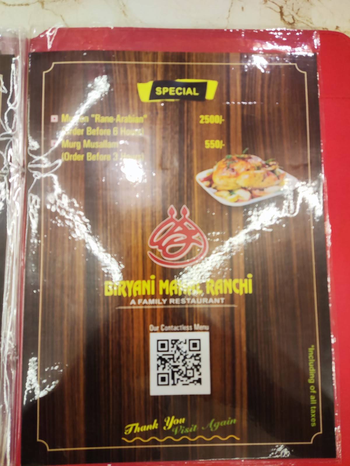 Menu at Biryani Mahal Ranchi, Ranchi