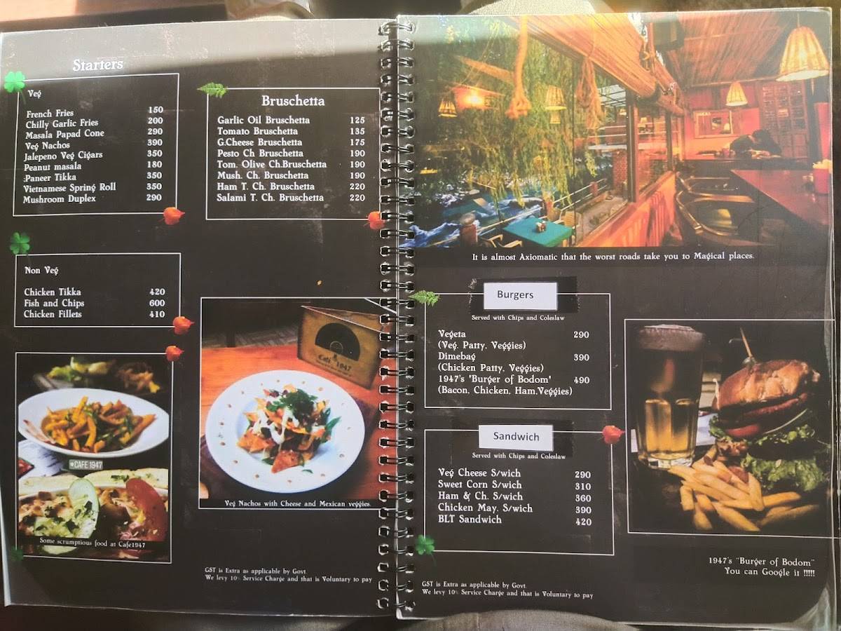 Menu at Cafe 1947, Manali, Near Nehru Kund