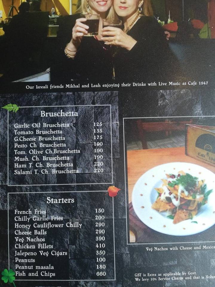 Menu at Cafe 1947, Manali, Near Nehru Kund