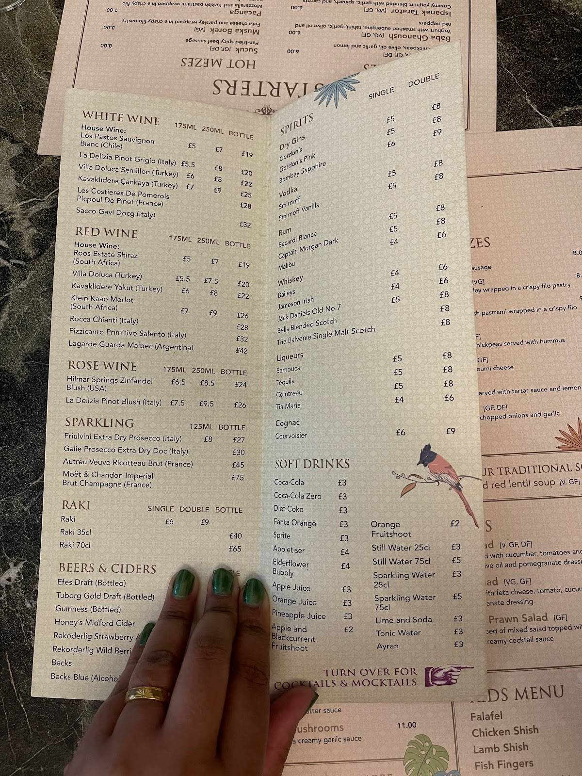 Menu at Cappadocia Turkish Restaurant, Bath