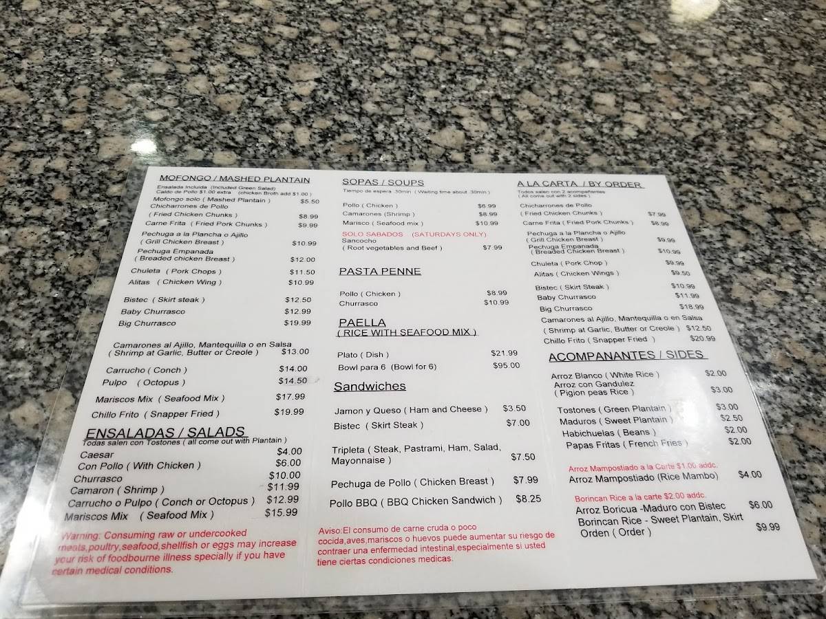 Menu at Coqui by Tayta's restaurant, Homestead