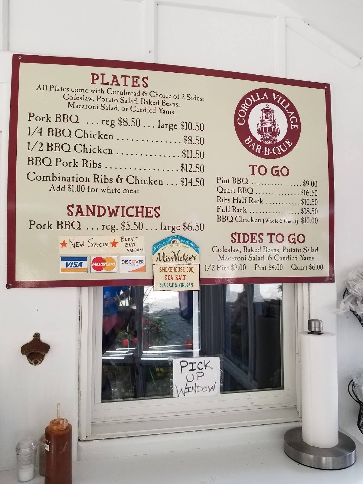 Menu at Corolla Village Barbecue, Corolla