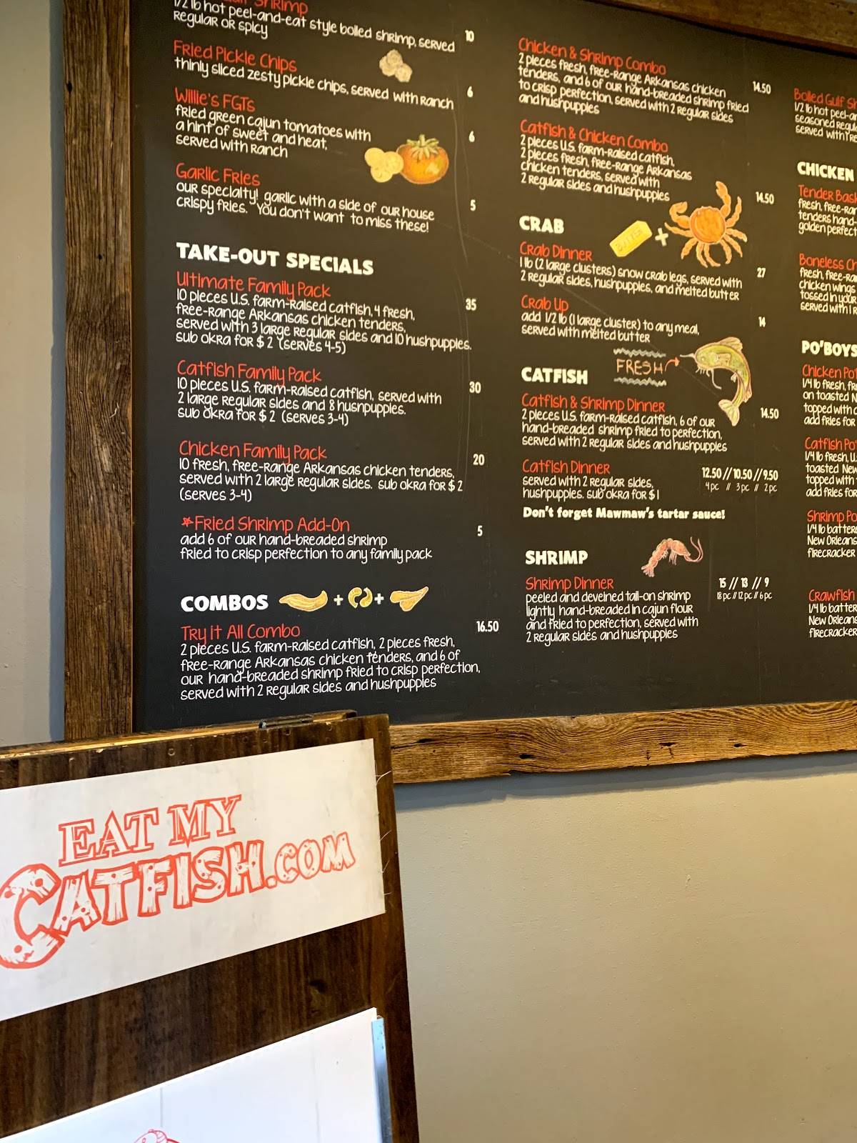 Menu at Eat My Catfish restaurant, Little Rock, N Rodney Parham Rd