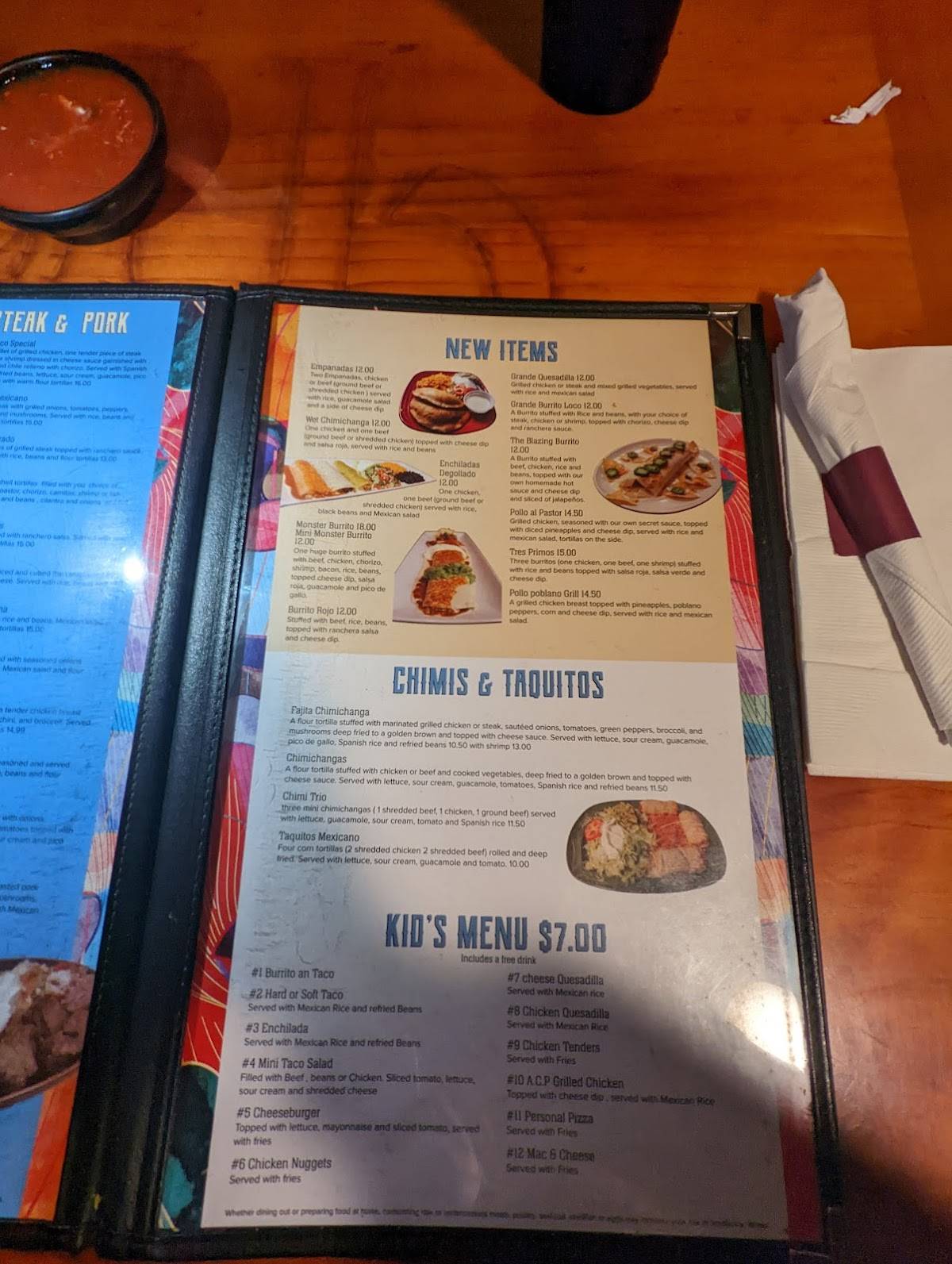 Menu at El Torero Mexican Restaurant, Cortland