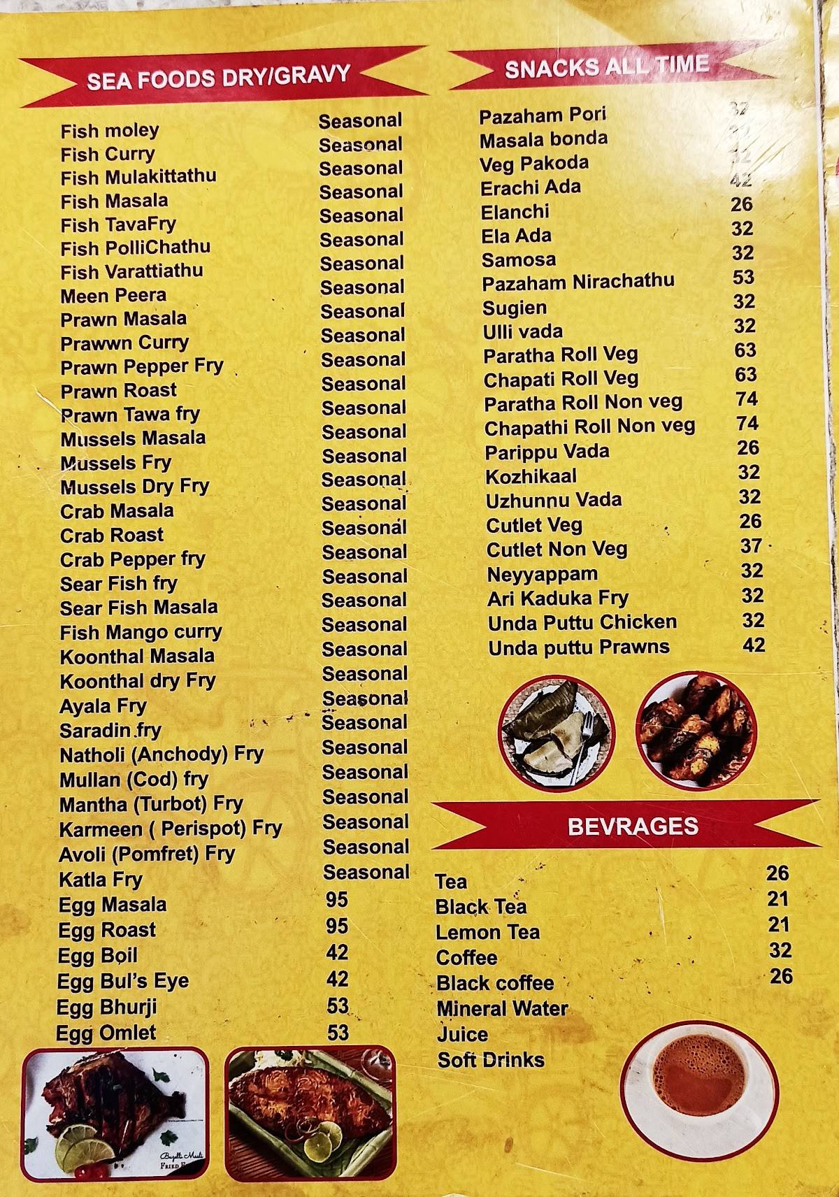 Menu at Flavours of Malabar Kerala Restaurant Uptown Mall, Bengaluru