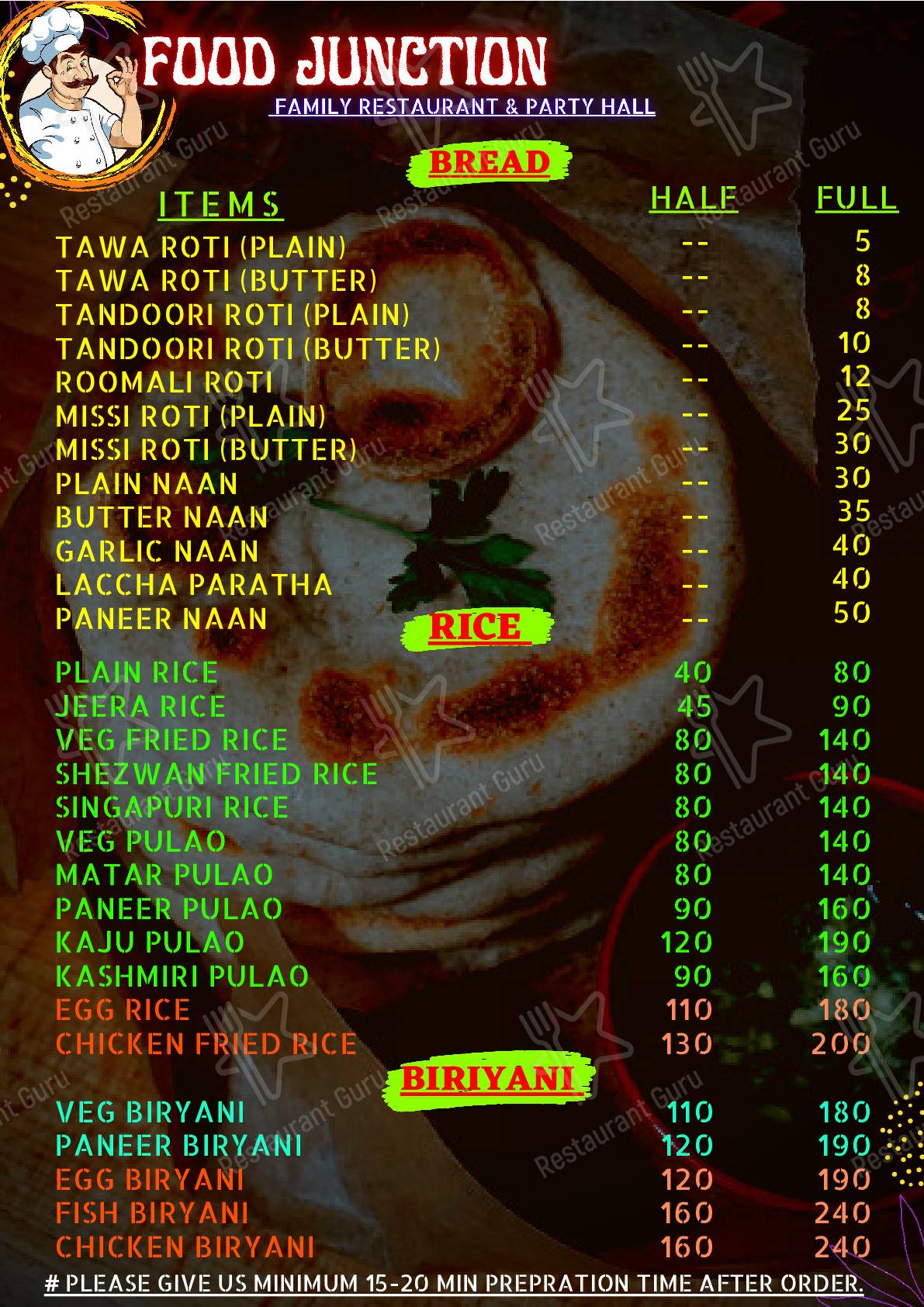 Menu at Food Junction, Gwalior