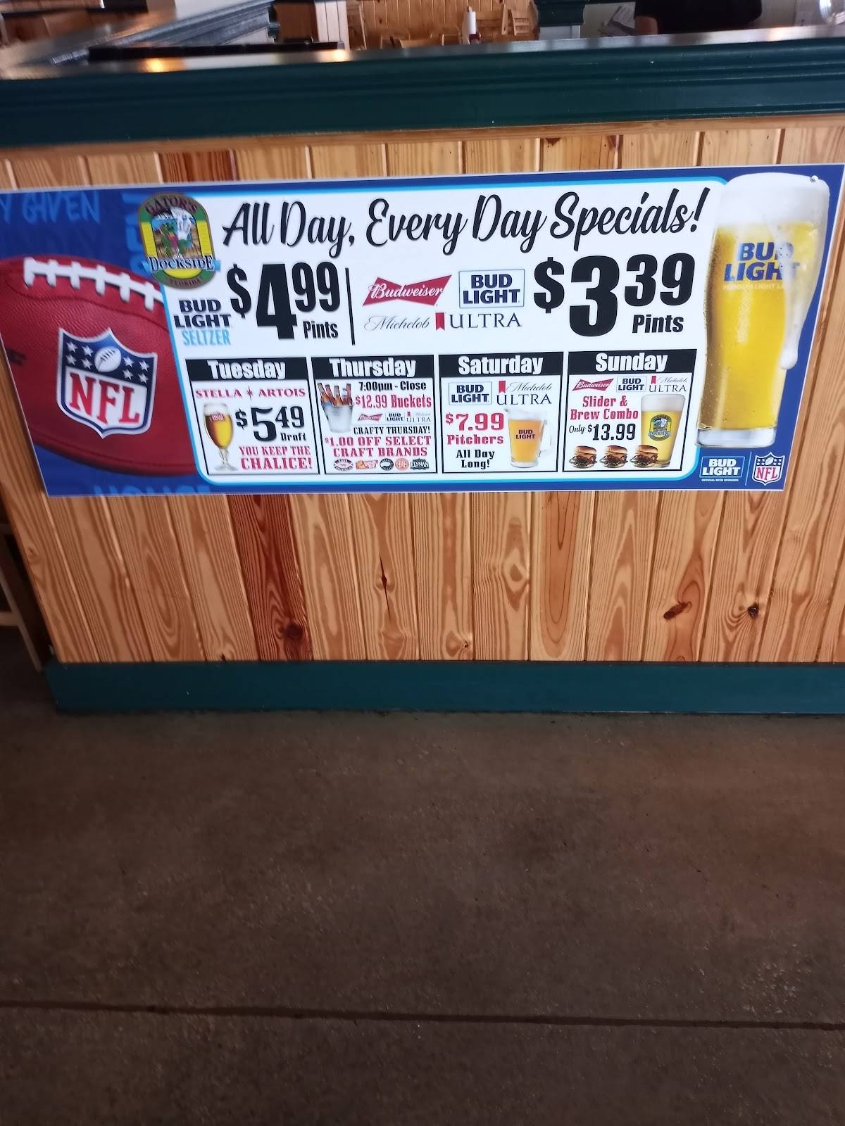 Menu at Gator's Portside Port Canaveral restaurant, Cape Canaveral