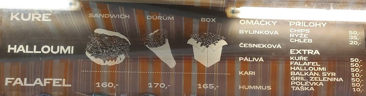 Menu at Gemüse Corner Kebab restaurant, Prague, Podolské nábř.