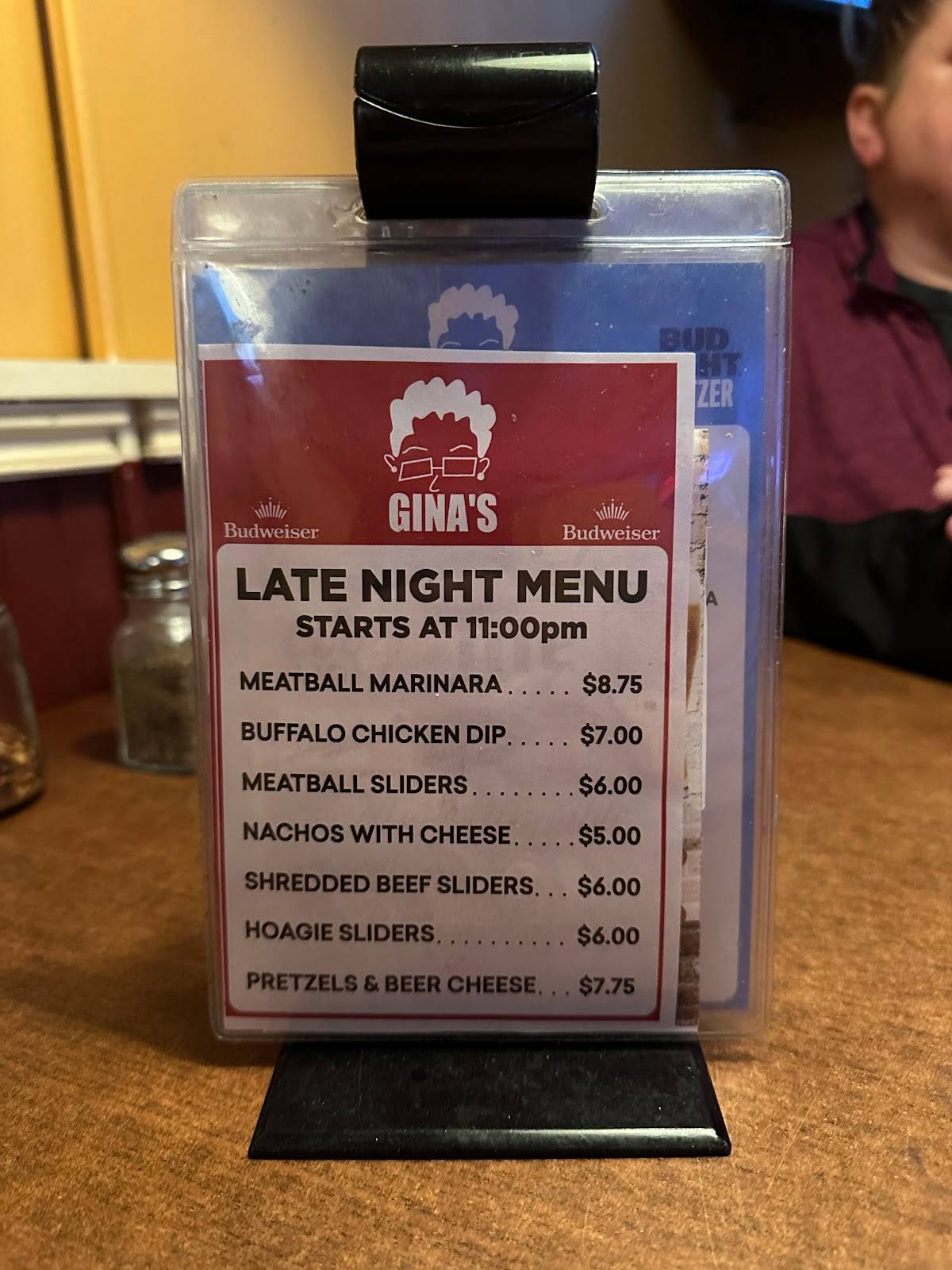 Menu at Gina's Italian Kitchen & Tavern restaurant, Hamilton