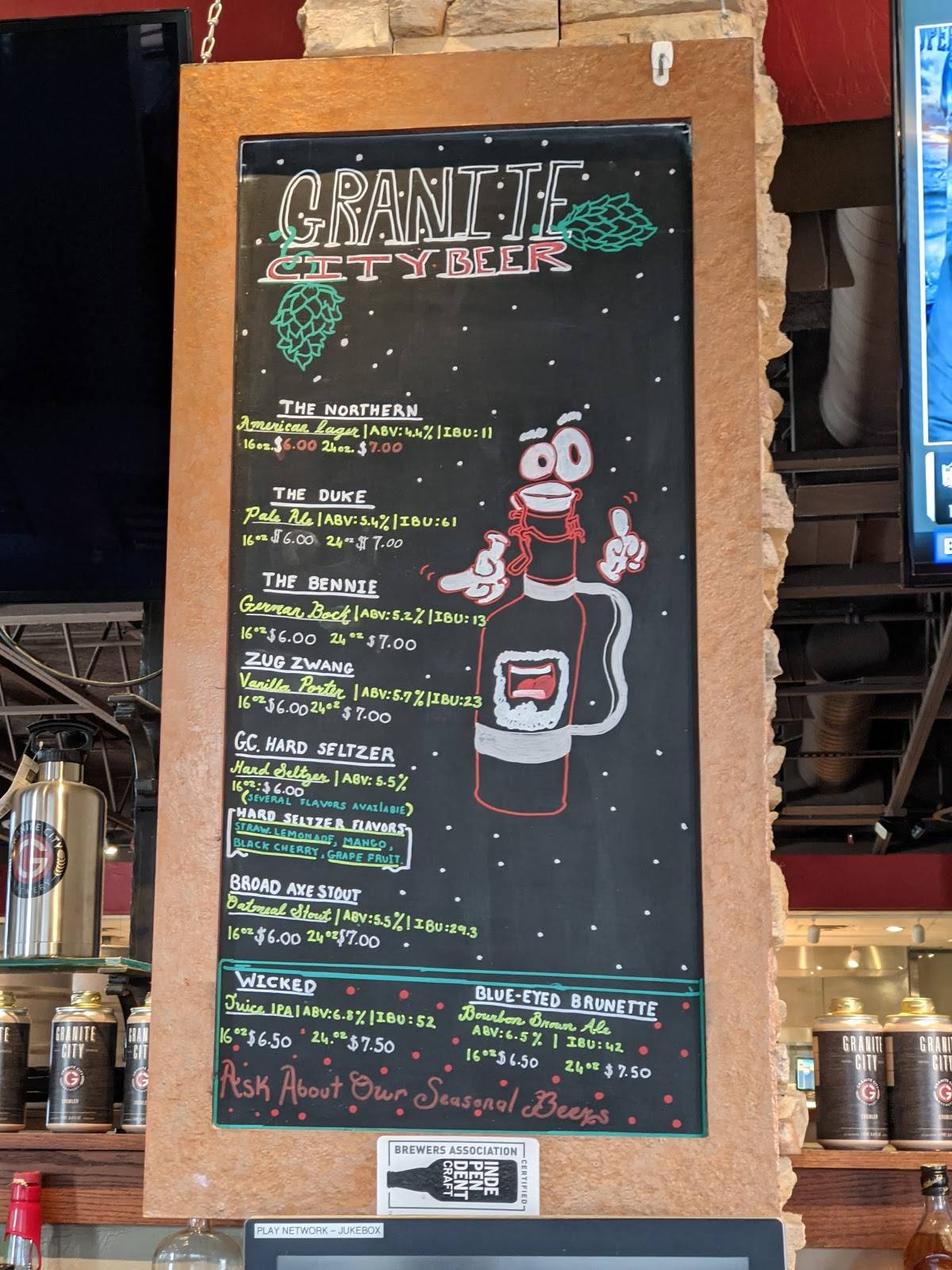 Menu at Granite City Food & Brewery restaurant, Davenport