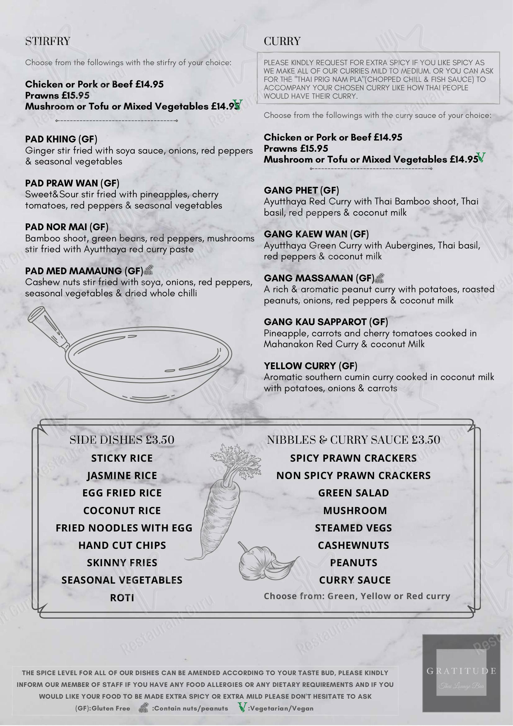 Menu at Gratitude Thai Lounge Bar, Edinburgh